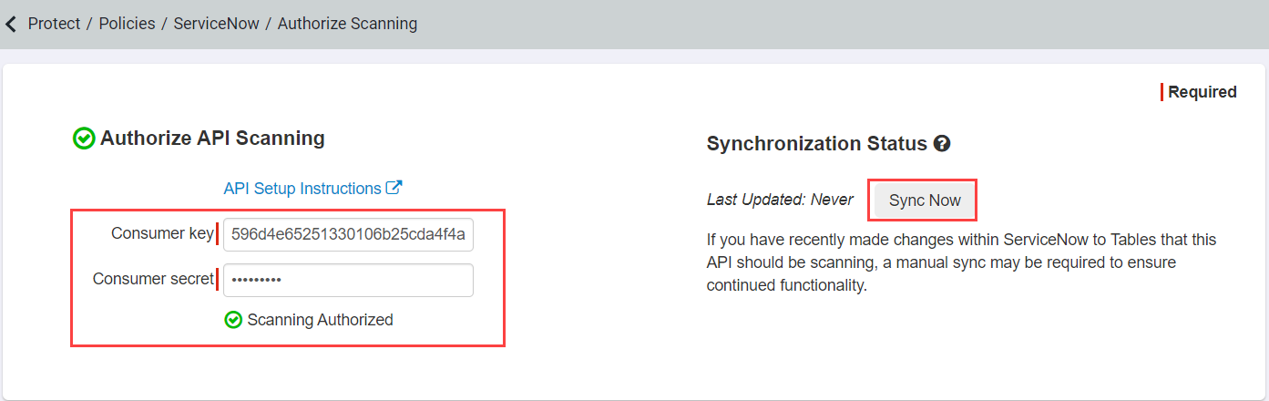 Configuring API access for ServiceNow